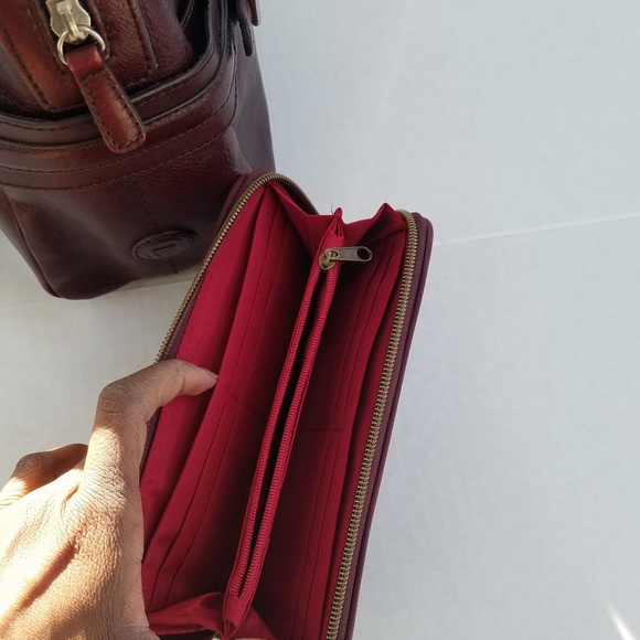 Travelon | Bags | Travelon Burgundy Blue Rfid Proctection Wallet | Poshmark
